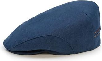 Sterkowski Casquette Plate Derby | Homme et Femme Newsboy 100% Lin L&eacute;g&egrave;re Respirante pour lEt&eacute; Style Original, Vintage Classique Bleu Marin 54 cm