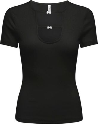 Only Only, Femme, Tops, Noir, Taille: 36 FR T-shirt &agrave; manches courtes en coton