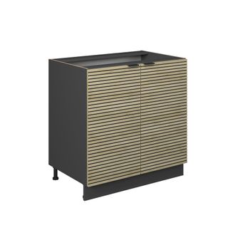 Vicco K&uuml;chenschr&auml;nke Fame-Line, Eiche Paneel, 80 cm mit Regal, ohne Arbeitsplatte