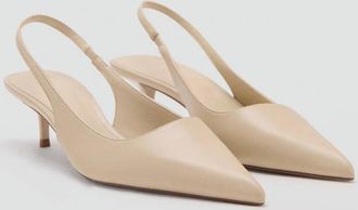 Mango Chaussures talon cuir pointues &eacute;cru - Femme - 35 - MANGO