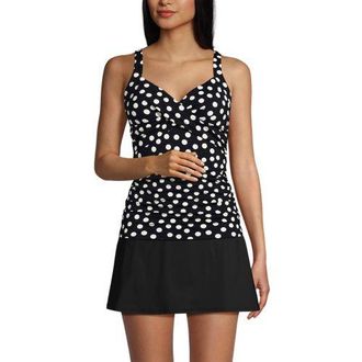 Lands End Tankinitop CHLORRESISTENT mit V-Ausschnitt in E-Cup, Damen, Gr&ouml;&szlig;e:44 regular, Schwarz, Nylon-Mischung, by Lands End