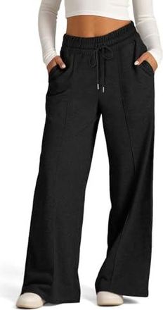 Generic Pantalon de survêtement confortable pour femme, pantalon de survêtement baggy taille haute, cordon de serrage, poches de pantalon tendance pour femme,