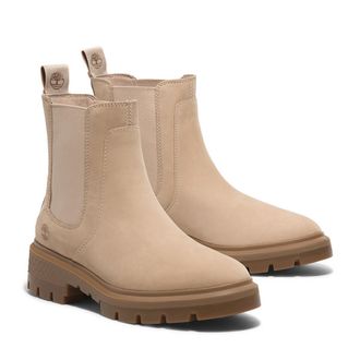 Timberland Chelseaboots TIMBERLAND CORTINA VALLEY MID CHELSEA BOOT, Damen, Gr. 38,5, beige (light beige nubuck), Leder, Schuhe Chelseaboots, Stiefelette, Winters
