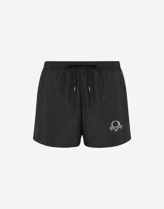 Moschino Boxer de plage Laurel Crown Logo - Noir
