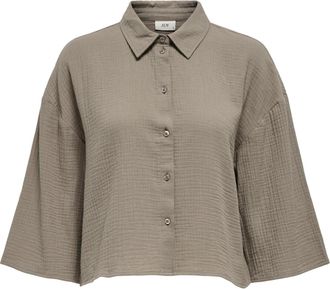 Jacqueline de Yong JdY Damen JDYTHEIS 3/4 Crop Shirt WVN Dia NOOS Hemd, Brindle, X-Large