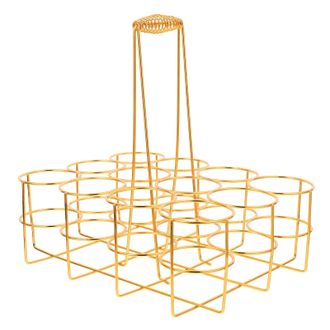 Hemobllo 12 Flaschen Bierregal aus Metall Tragbarer Bierkorb mit Robustem Griff f&uuml;r Bar und Haushalt Goldfarbener Flaschenhalter f&uuml;r Einfache Aufbewahrung