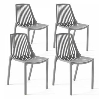Oviala Oviala - Lot de 4 chaises en plastique gris