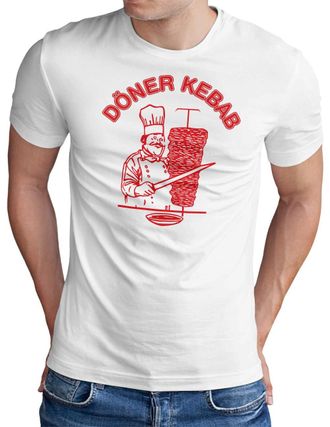 OM3 D&ouml;ner Kebab T-Shirt - Herren - Doner Classic Original Logo - Wei&szlig;, XXL