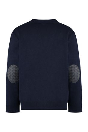 Bottega Veneta Mens Cashmere Cardigan With Leather Details Blue Cardigans Sweater