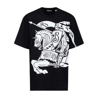 Burberry Homme, Tops, Noir, Taille: M T-shirt noir avec chevalier Equestrian