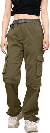 Generic Pantalon de randonn&eacute;e pour femme - Stretch rapide - Amovible - Fermeture &eacute;clair - Respirant - Pantalon fonctionnel - Pantalon de travail - Coupe large