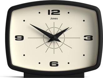 Jones Clocks Film Schreibtischuhr | Rechteckiges retrodesign | Schwarz | Midcentury Stil mit modernem Finish ideal für Regal, Tisch, kaminsims oder nachttisch