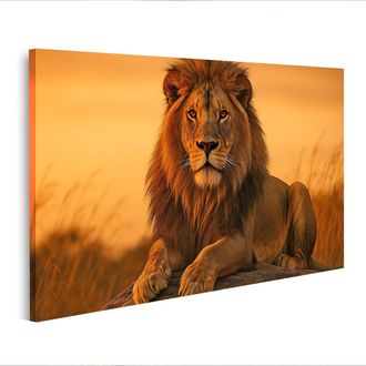 Islandburner Wandbild auf Leinwand Majest&auml;tisches L&ouml;wen-Portr&auml;t als - Elegante Deko f&uuml;r jedes Zuhause - Edition C1