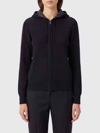 Fendi Sweat &agrave; capuche coupe slim en cachemire avec zip et monogramme FF