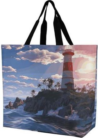 Generic Phare De Navigation Sac Courses Imperm&eacute;able Sacs R&eacute;utilisable Sac Fourre-Tout Pour Voyage Shopping Plage