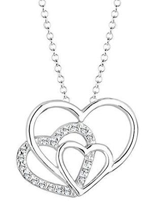 Elli Collier Femme Coeur Triple avec Cristal - (925/1000) Argent