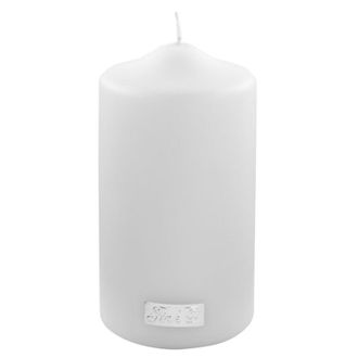 Fink Stumpenkerze aus Paraffinwachs in der Farbe Metallic Weiß, Maße: 8cm x 8cm x 15cm, 123836