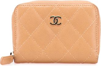 Chanel Portemonnaie - CC Quilted Caviar Zip Around Coin Purse - Gr. unisize - in Braun - für Damen