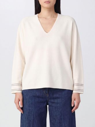 Max Mara Locker geschnittener Pullover aus Wollmischung mit V-Ausschnitt und &uuml;berschnittenen Schultern