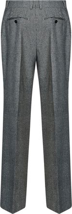 Dolce & Gabbana Prince of Wales Check Virgin Wool Trousers - Gray