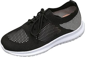 Generic Baskets et chaussures de sport pour femme - Légères - 37-42 - En maille - Respirantes - Avec semelle souple - Chaussures plates avec lacets - Chaussur