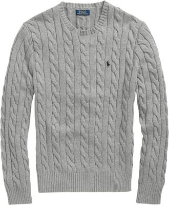 Ralph Lauren Homme, Pulls, Gris, Taille: L Pull en coton &agrave; maille torsad&eacute;e