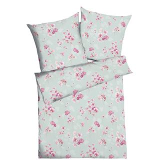 Kaeppel Interlock Jersey Bettw&auml;sche Delicate Poppies Mint 1 Bettbezug 135 x 200 cm + 1 Kissenbezug 80 x 80 cm