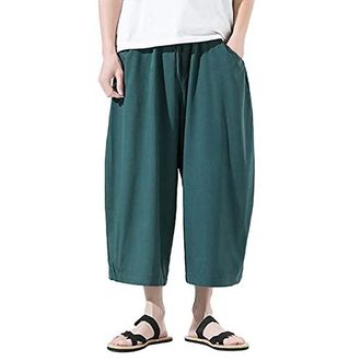 Generic Pantalon sarouel long pour homme - L&eacute;ger - Pantalon d&eacute;t&eacute; respirant - Pantalon de loisirs surdimensionn&eacute; - Pantalon de plage confortable avec poches - 