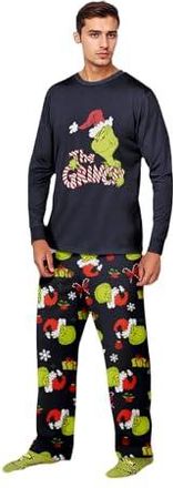 Generic Le Grinch Pyjama Noel Famille De Grinch Chaud Et Doux Femme Bebe Assorti Vetement Coton Couple Costume Deguisement Pull Garcon Hiver No&euml;l Homme Enfant