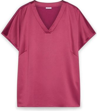 Fiorella Rubino T-Shirt aus Viskose-Satin mit zwei Materialien - - Blouses & Shirts - Damen - Rot - XL