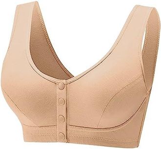 Generic Soutien-gorge 2026 pour femme - Confortable et sexy - Moyen - &Acirc;ge moyen - Grand d&eacute;bardeur - Bouton avant fin - Sans anneaux en acier, beige, XXL