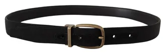 Dolce & Gabbana Mens Black Grosgrain Leather Bronze Metal Belt