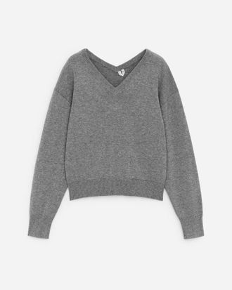 Arket Pullover Aus Baumwolle Und Wolle Mit V-Ausschnitt -Grau