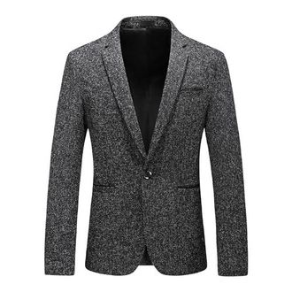 Generic Blazer d&eacute;contract&eacute; pour homme - Coupe ajust&eacute;e - 1 bouton - En laine m&eacute;lang&eacute;e - Veste de sport l&eacute;g&egrave;re - Pour le travail et le quotidien, Noir, XL