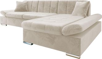 Mirjan24 Ecksofa Malwi Premium mit Regulierbare Armlehnen L-Form Sofa vom Hersteller Eckcouch mit Schlaffunktion + Bettkasten Couch Wohnlandschaft (Piano 02, S