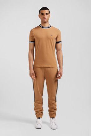 Eden Park T-shirt Manches Courtes En Coton Camel Coupe Slim Bords-c&ocirc;tes Eden Park