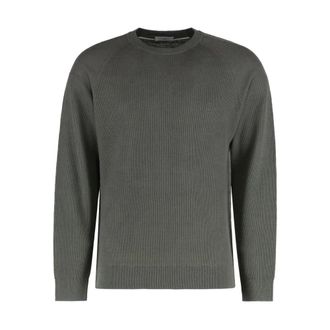 Paolo Pecora Homme, Pulls, Vert, Taille: M Pull ras du cou en lin et coton