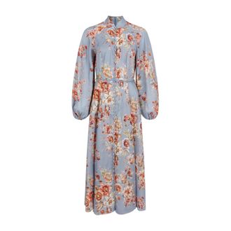 Zimmermann Blaues Midikleid aus Leinen mit Blumenmuster - - Dresses - Damen - Blau - S