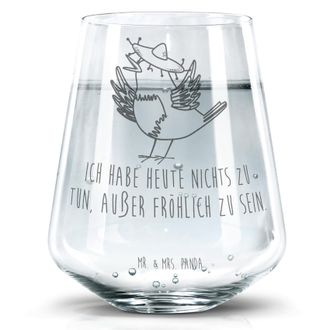 Mr. & Mrs. Panda Trinkglas Rabe Sombrero - Geschenk, Lustige Sprüche, Vogel, Elster, Spruch Positiv, Borosilikatglas, Motivation, Set, Wasserglas, Groß, glücklich sein