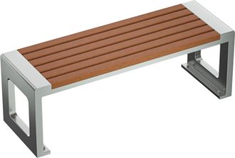 Generic Gartenbank Wetterfest 2 Sitzer Metall Sitzbank mit Edelstahlrahmen Holz Kunststoff Sitzfl&auml;che Parkbank R&uuml;ckenfreie Metallbank f&uuml;r Schule Platz Gewerbe