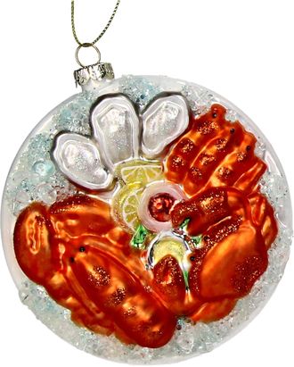 HD Collection Christbaumschmuck Glas 10cm - Meeresfrüchteplatte Aufhängen - Weihnachtsbaum Anhänger für Weihnachten - Christbaumanhänger & Weihnachtsbaumschmuck - W