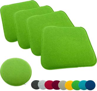Heimtexland 4er Pack Sitzkissen Filz Stuhlkissen Bodenkissen Polster Stuhlauflage Indoor Outdoor Kissen eckig Typ631 Filzkissen grün 35x35 cm 4 Stück