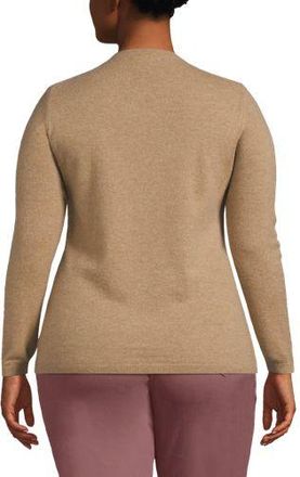 Lands End Kaschmir-Cardigan mit rundem Ausschnitt, Damen, Größe:48-50 plus, Braun, Kaschmir, by Lands End