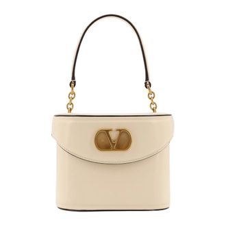 Valentino Garavani Mini Crossbody-Tasche aus gl&auml;nzendem Leder - - Bags - Damen - Beige - ONE SIZE