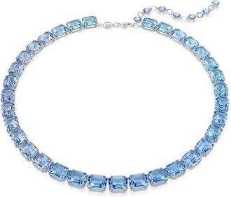 Swarovski Collier Tennis Millenia, Taille octogonale, Dégradé de couleur, Bleu, Métal rhodié