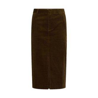 Part Two Gerader Cordrock mit Taschen und Stretchanteil - - Skirts - Damen - Braun - XL
