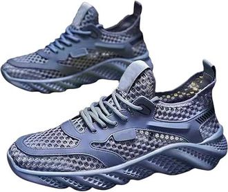 Generic Chaussures de marche légères pour homme - Soutien de la voûte plantaire - En maille respirante - Chaussures compensées à lacets - Baskets compensées l