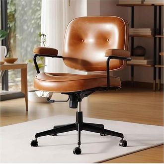 Generic 360&deg; drehbarer B&uuml;ro-/Heimstuhl, ergonomischer Leder-Computerstuhl mit Verstellbarer R&uuml;ckenlehne und Armlehnen, komfortablem Kissen, h&ouml;henverstellbar v