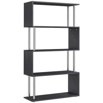 HOMCOM Biblioth&egrave;que &eacute;tag&egrave;re Design Contemporain en S 4 Niveaux 80L x 30l x 145H cm Coloris Noir