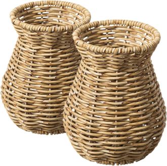 Valiclud 2stücke Geflochtene Blumenvase Aus Kunststoff Rustikale Deko-vase Im Vintage-Stil Kleine Tischvase Für Wohnzimmer Und Schlafzimmer